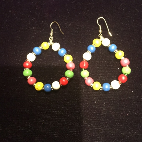 Jewelry | Multi Colored Beaded Hoops | Poshmark